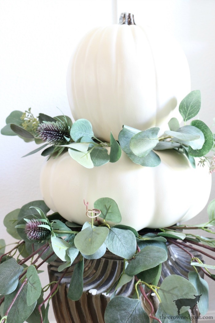 Simple Stacked Pumpkin Topiary with Eucalyptus