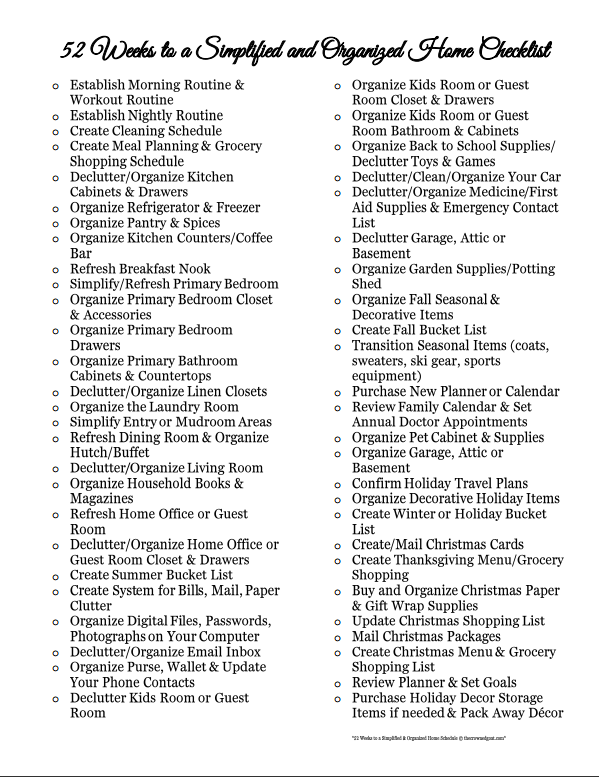 52 Weeks to a Simplified & Organized Home Challenge