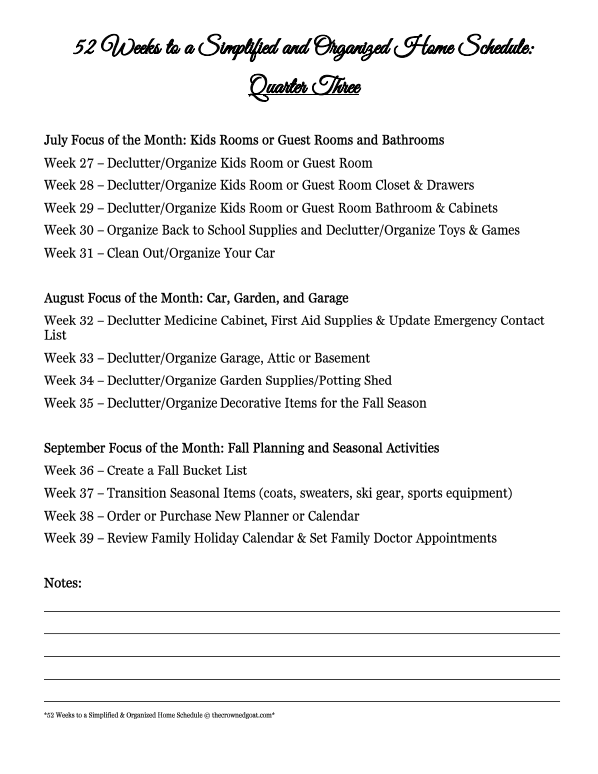 52 Weeks to a Simplified & Organized Home Challenge