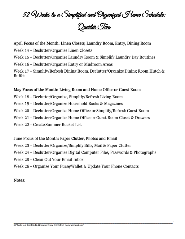 52 Weeks to a Simplified & Organized Home Challenge