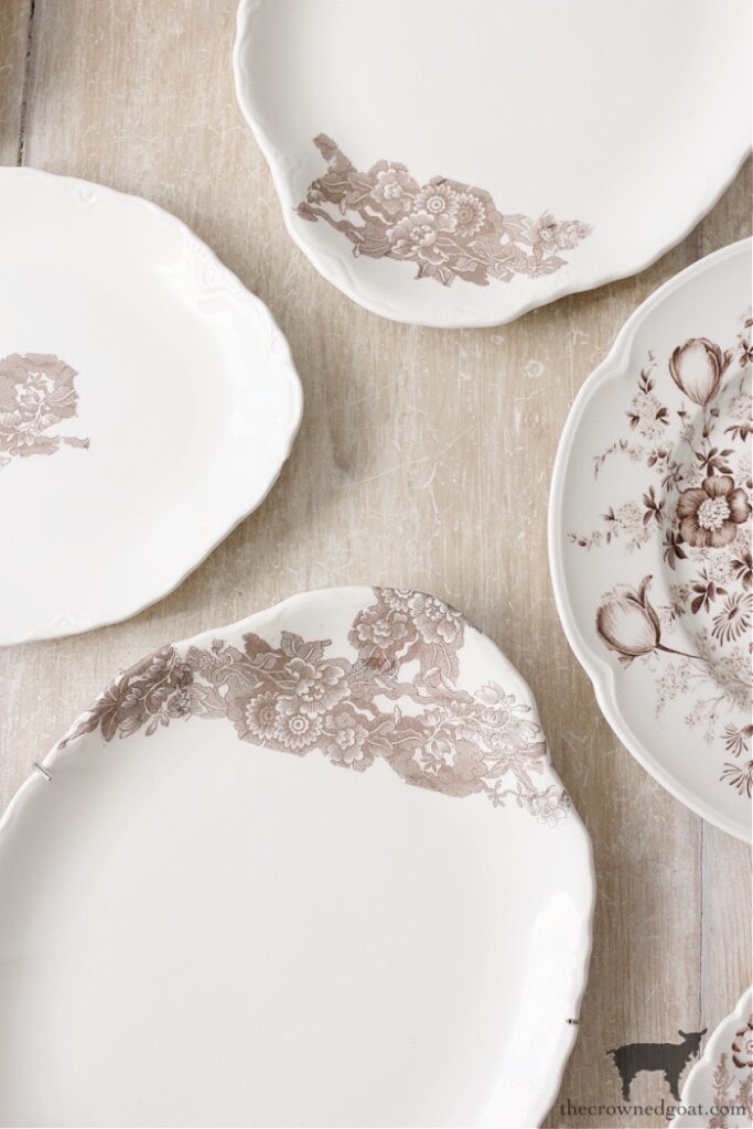Quick and Easy Brown and White Transferware Inspired Platters